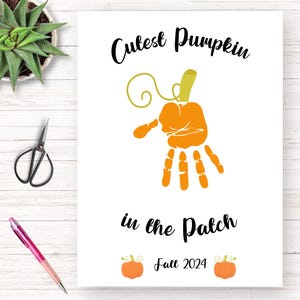 Pumpkin Patch Handprint Art, Fall Craft, Halloween Printable Craft ...