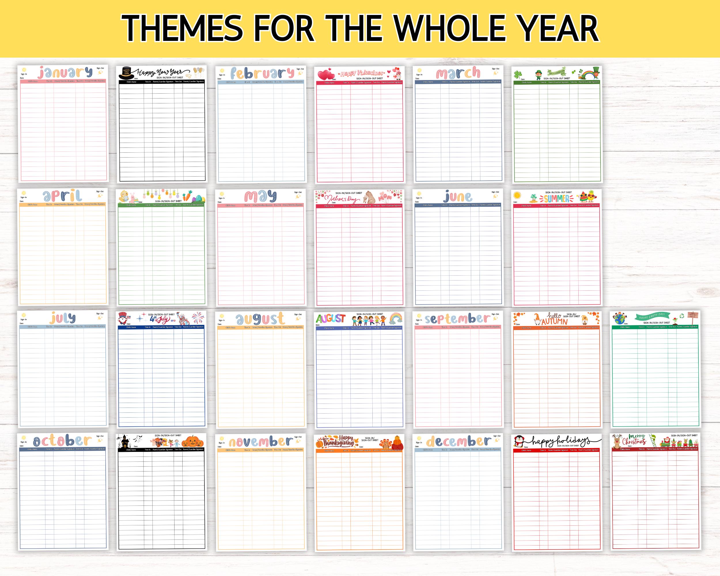 26 Printable Daycare Sign in Sign Out Sheet, Childcare Parent Drop off ...