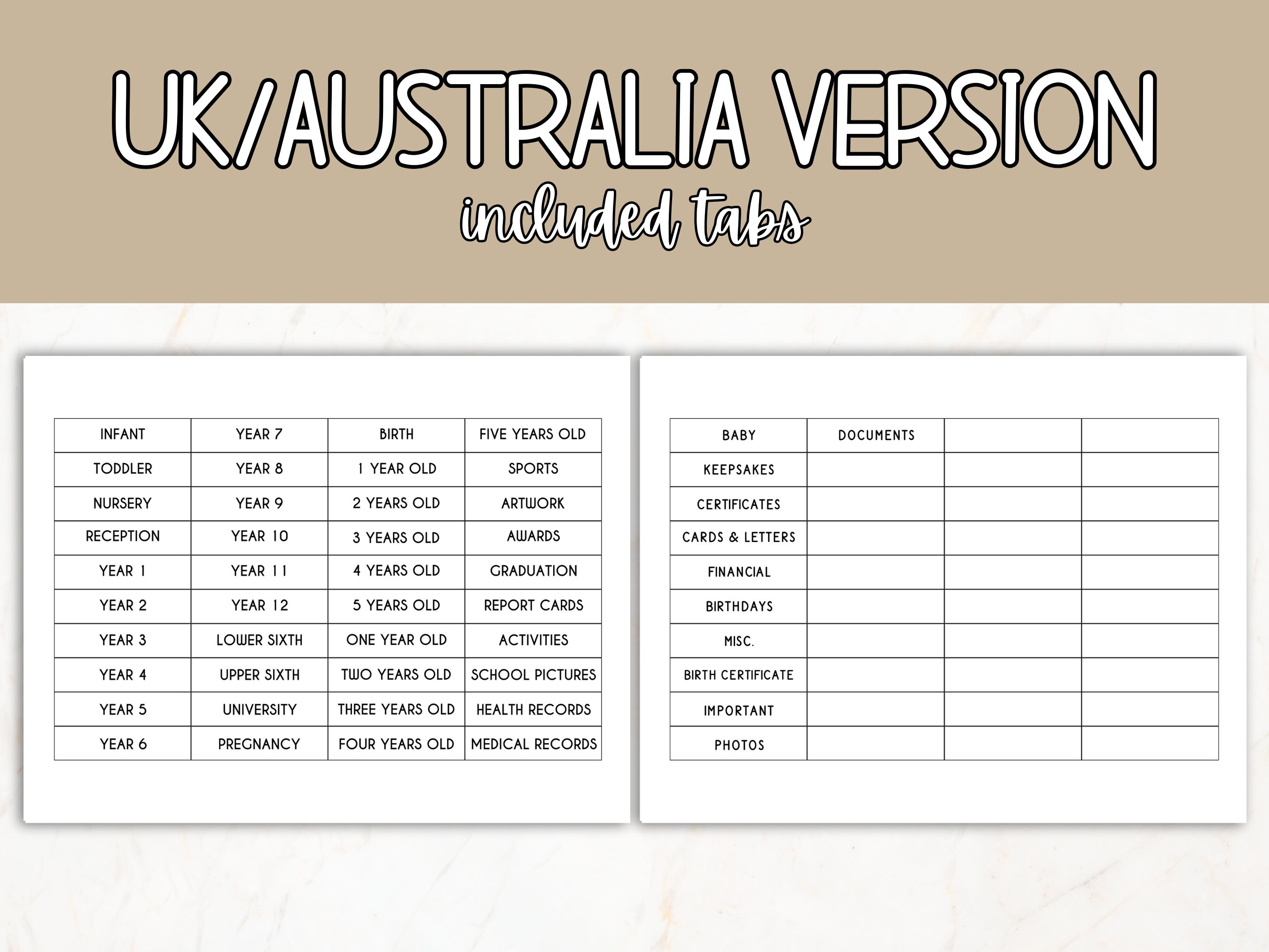 Memory Box Filing System Printable, Milestone Tote Labels, File Tabs ...