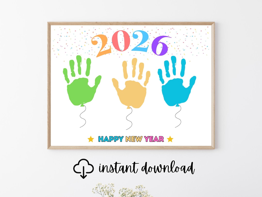 New Years 2026 Handprint Footprint Art Craft, Holiday Handprint Art ...
