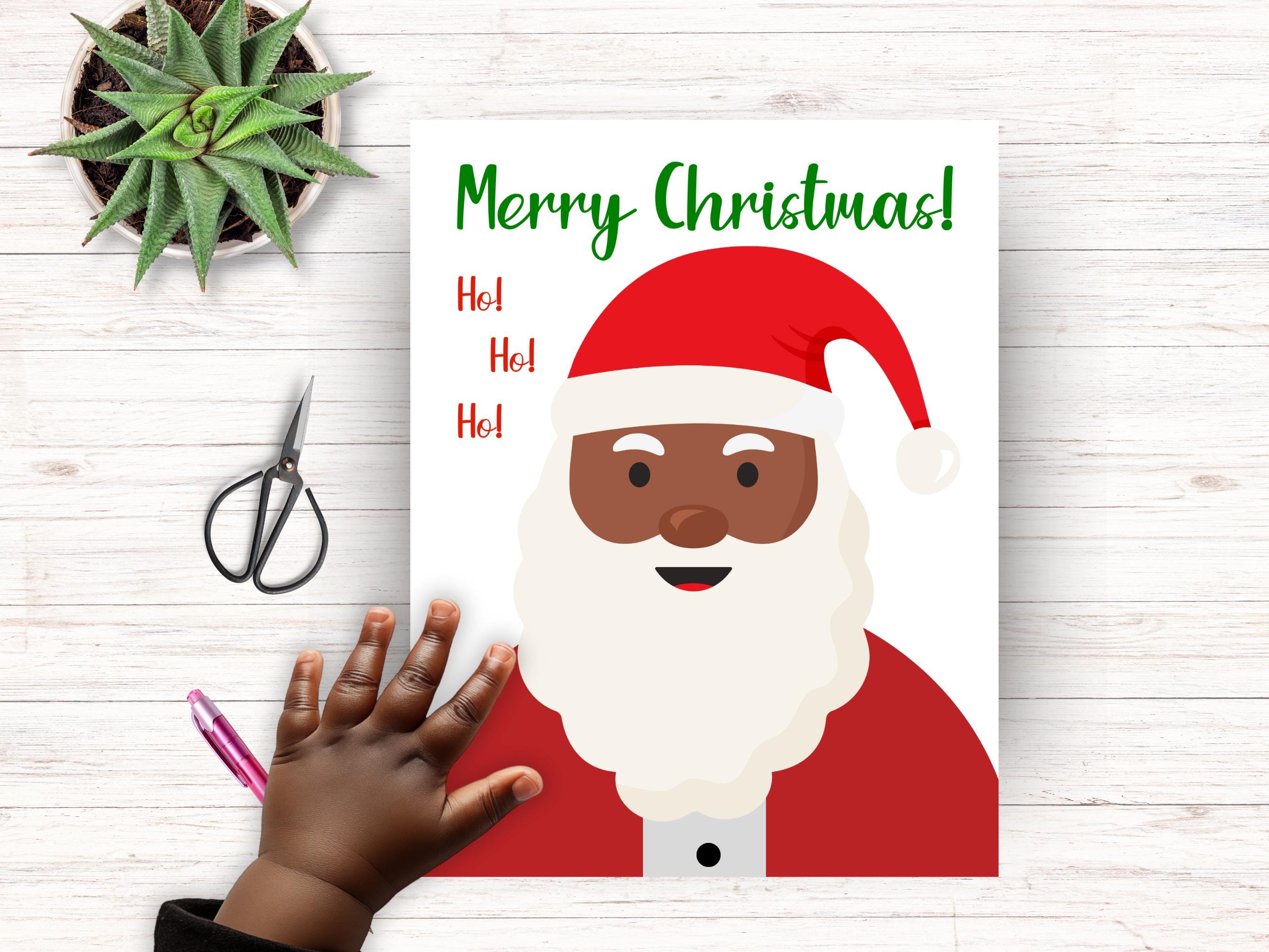 Black Santa Handprint Craft, Christmas Handprint Art, Christmas Crafts ...