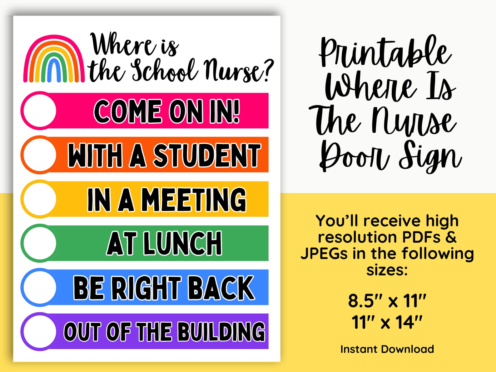 Printable School Nurse Door Sign, Where is the School Nurse Sign ...