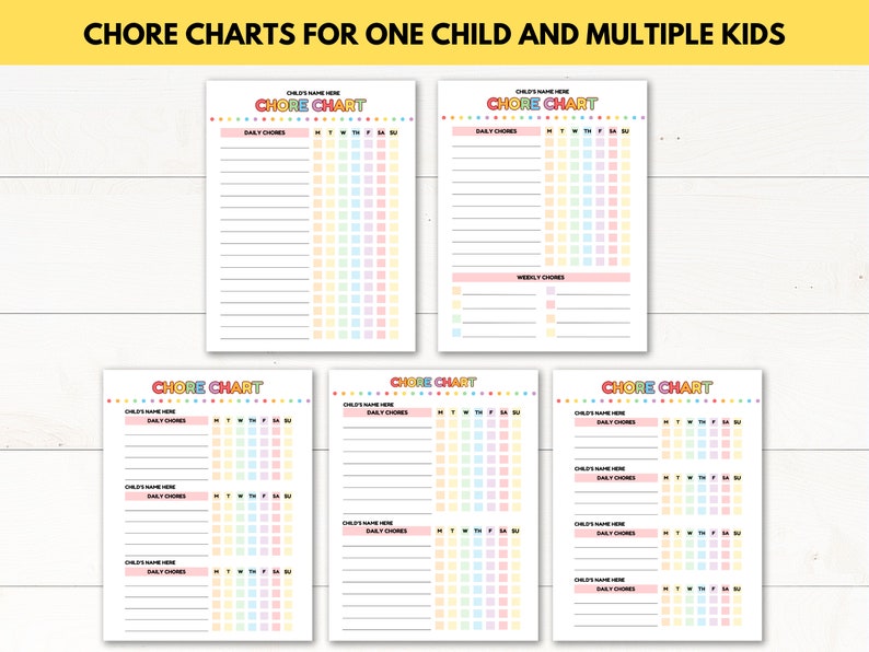 Editable Chore Chart for Kids, Multiple Kids Chore Chart, Kids Daily ...