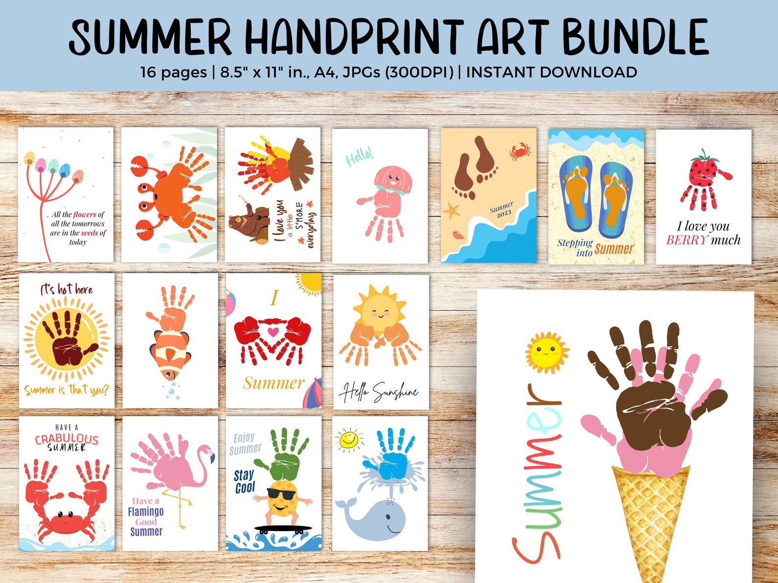 Summer Handprint Craft for Kids Printable Summer Art for Kids Handprint ...