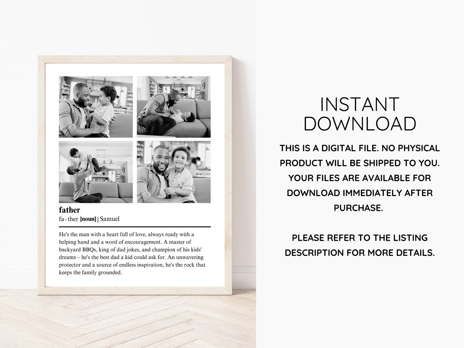 Dad Definition Template Printable Photo Collage, Customizable Father's ...