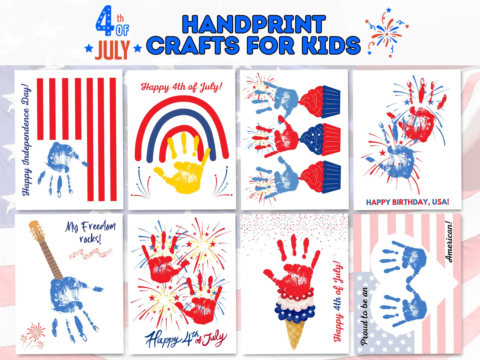 4th of July Handprint Art Craft, Firework Handprint Art for Toddler ...