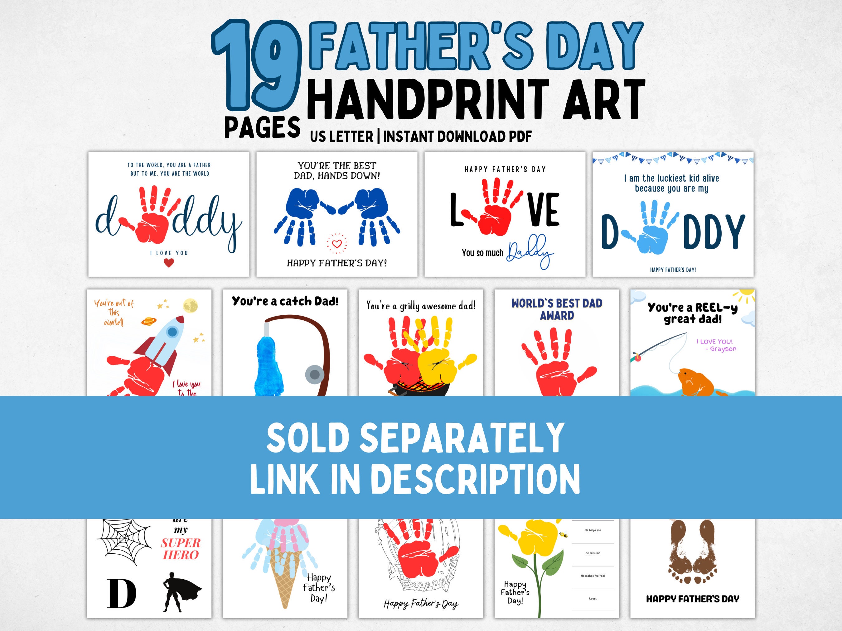 Father's Day Handprint Art, I Love My Dad Because Printable, Daddy ...