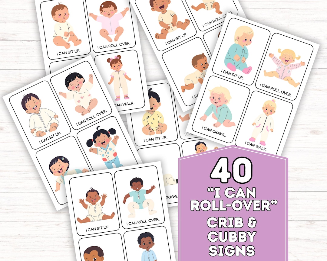 I Can Roll Over Crib Sign, Daycare Printable Baby Crib & Cubby Signs ...