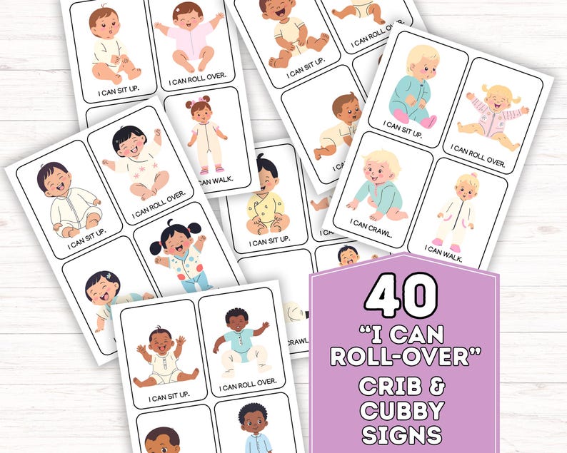 I Can Roll Over Crib Sign, Daycare Printable Baby Crib & Cubby Signs ...