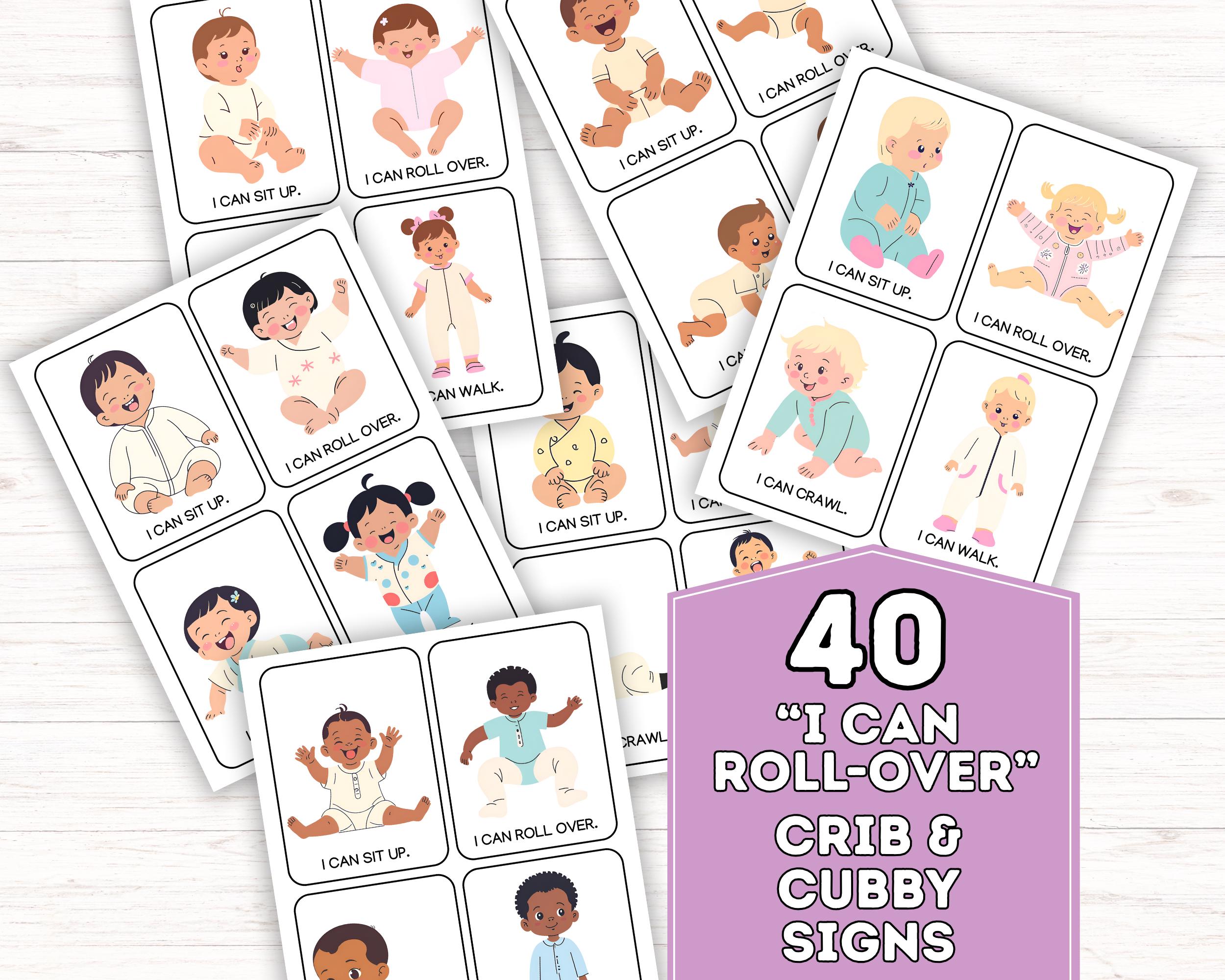 I Can Roll Over Crib Sign, Daycare Printable Baby Crib & Cubby Signs ...