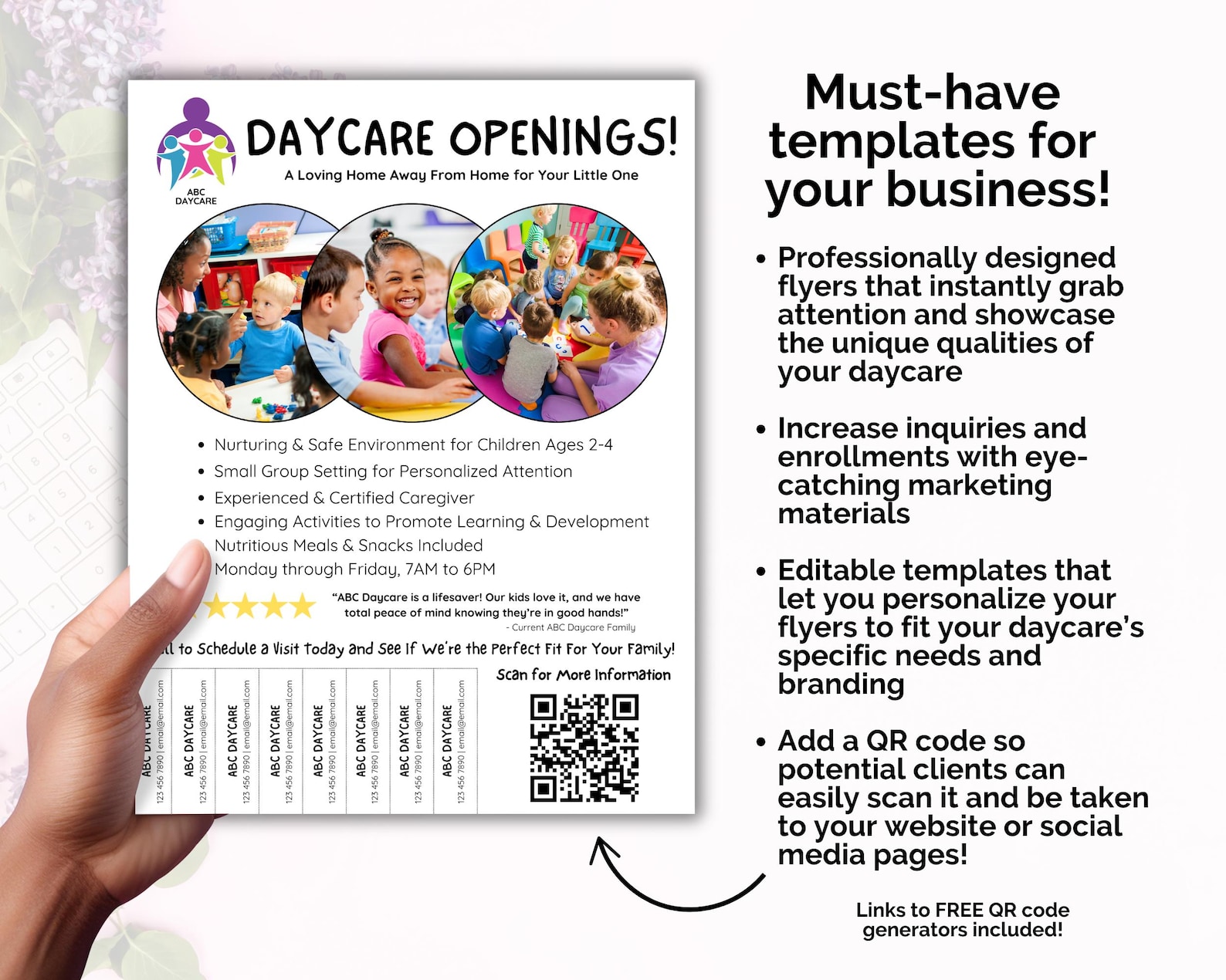 Editable Daycare Marketing Flyer QR Code, Childcare Advertising Poster ...