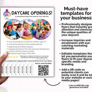 Editable Daycare Marketing Flyer QR Code, Childcare Advertising Poster ...