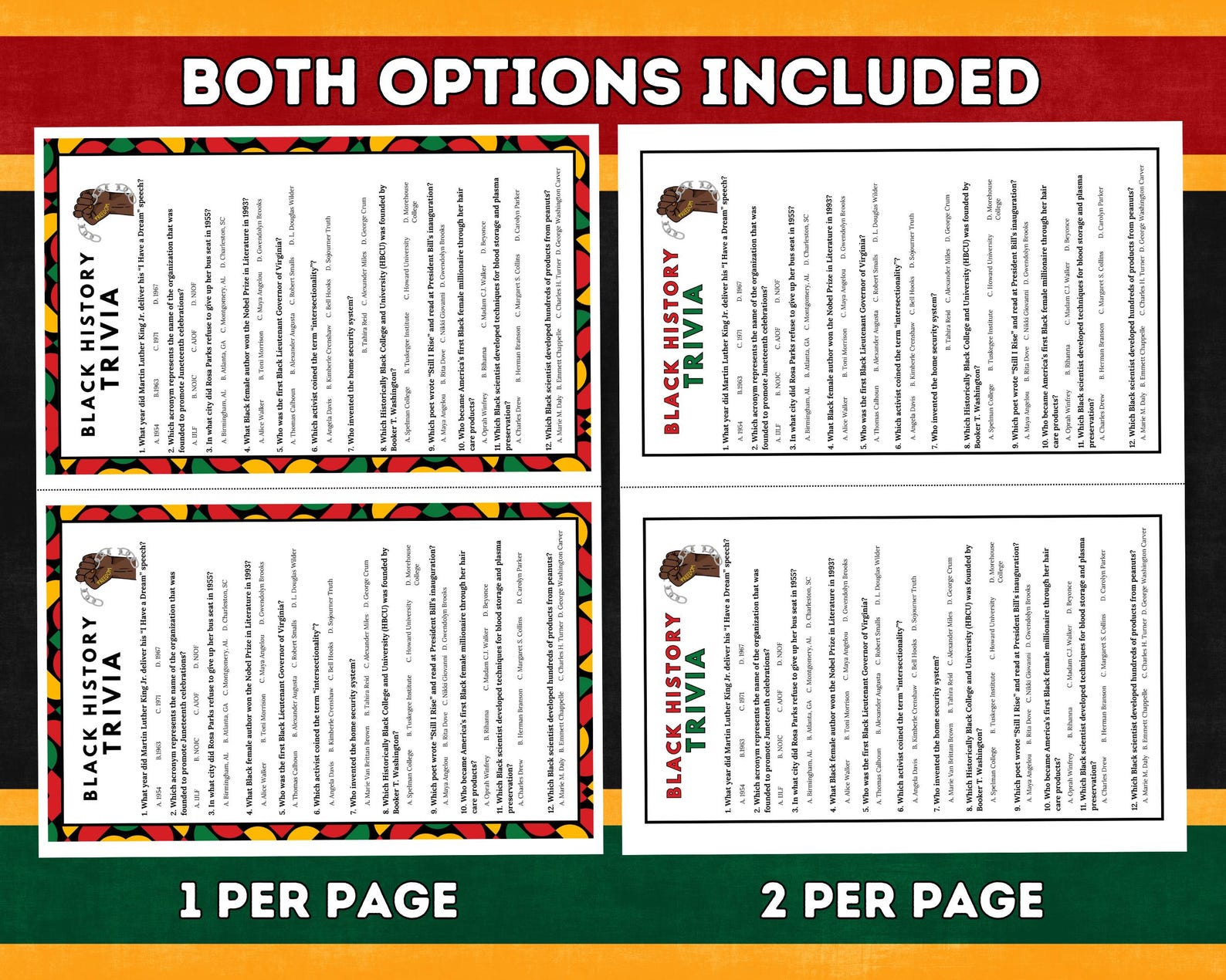 Black History Month Trivia, Printable Black History Month Games, Black ...