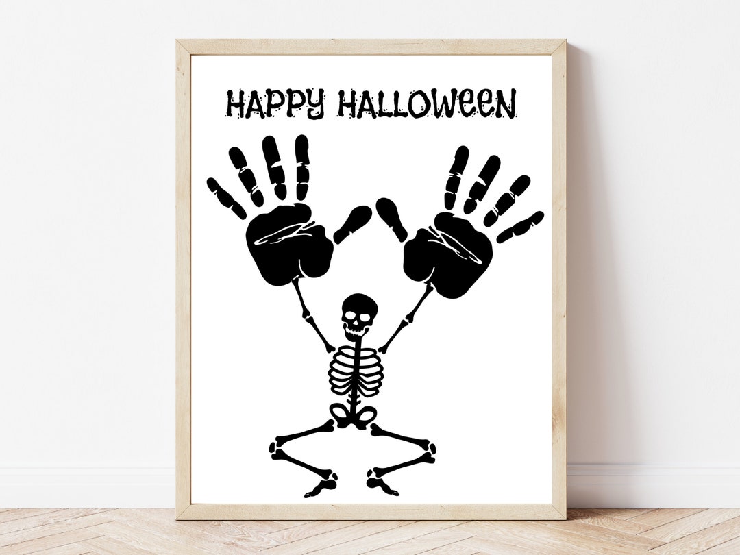 Skeleton Halloween Handprint Art, Halloween Printables, Halloween ...