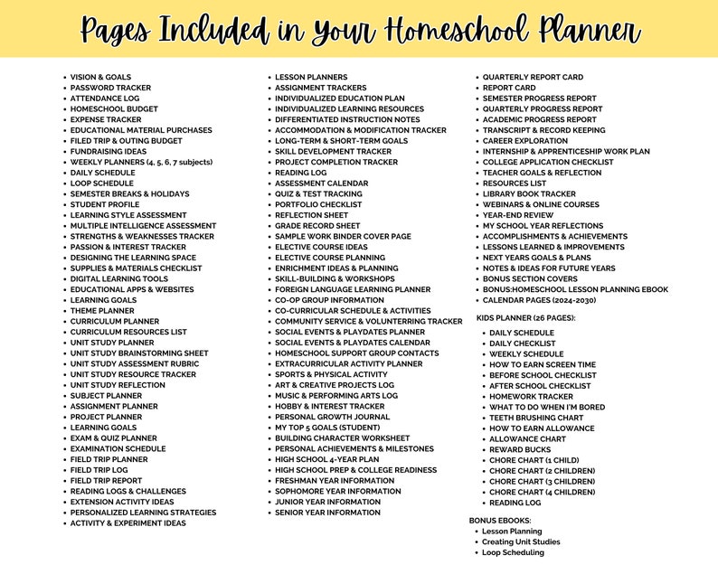 Digital Homeschool Planner for Multiple Kids Printable 2026 2027 2028 ...