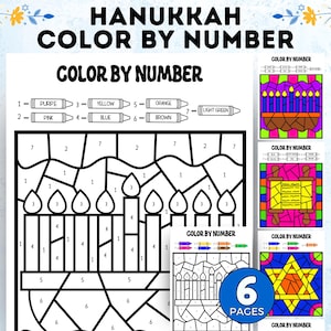 Hanukkah Color by Number, Hanukkah Coloring Pages, Hanukkah Coloring ...