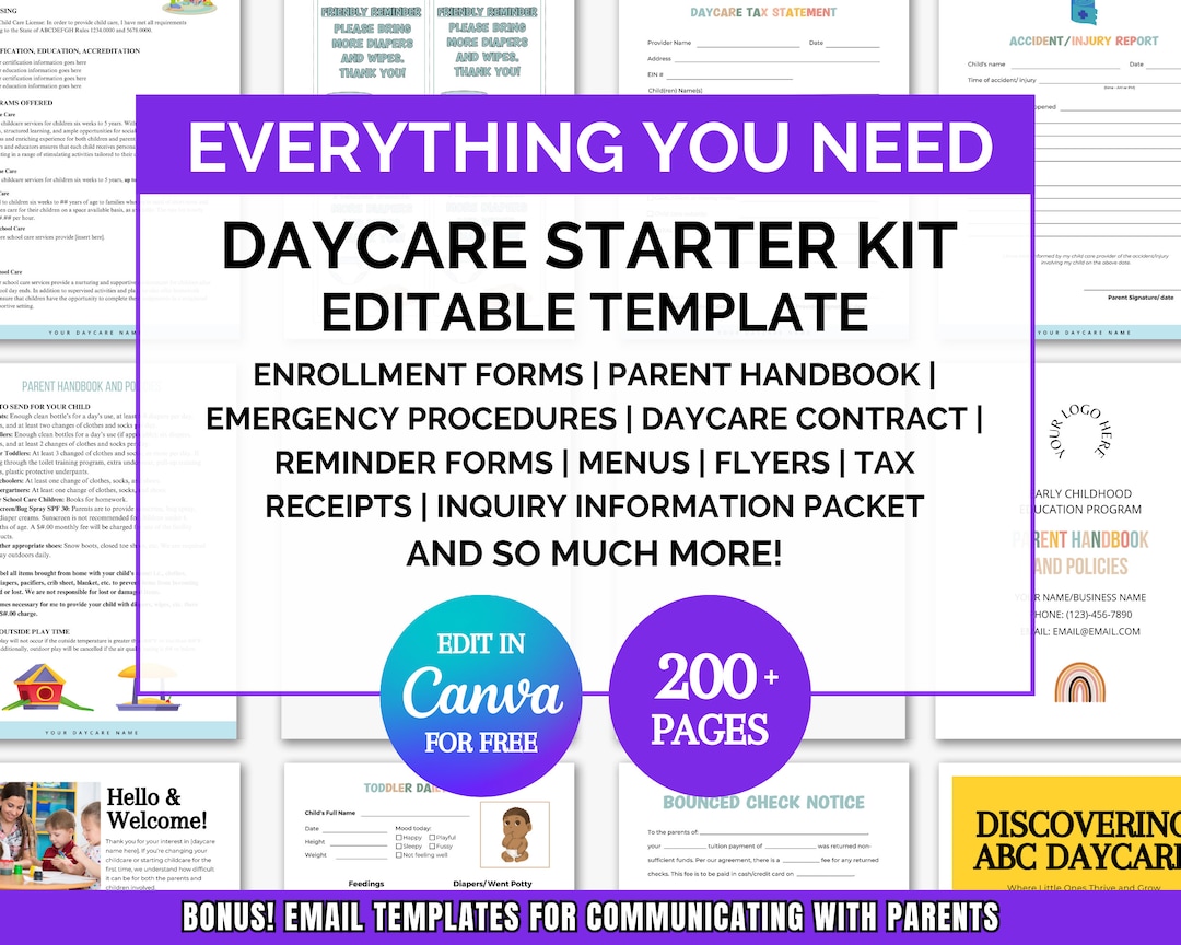 Opening a Home Daycare Starter Kit, Daycare Forms, Childcare Forms ...