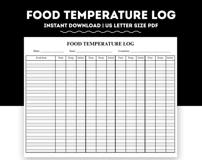 Hot Food Temperature Log, Hot Food Record Sheet, Editable Canva ...
