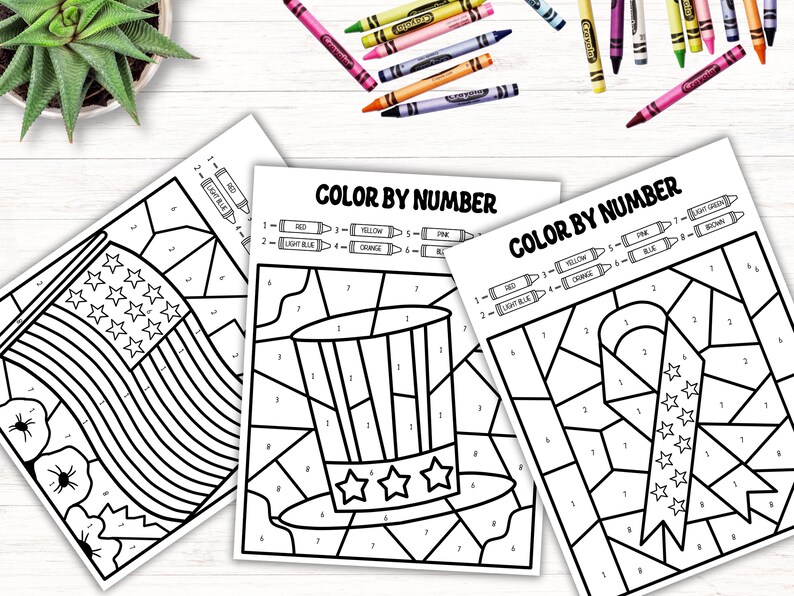 Memorial Day Color-by-number Coloring Page for Kids, Independence Day ...