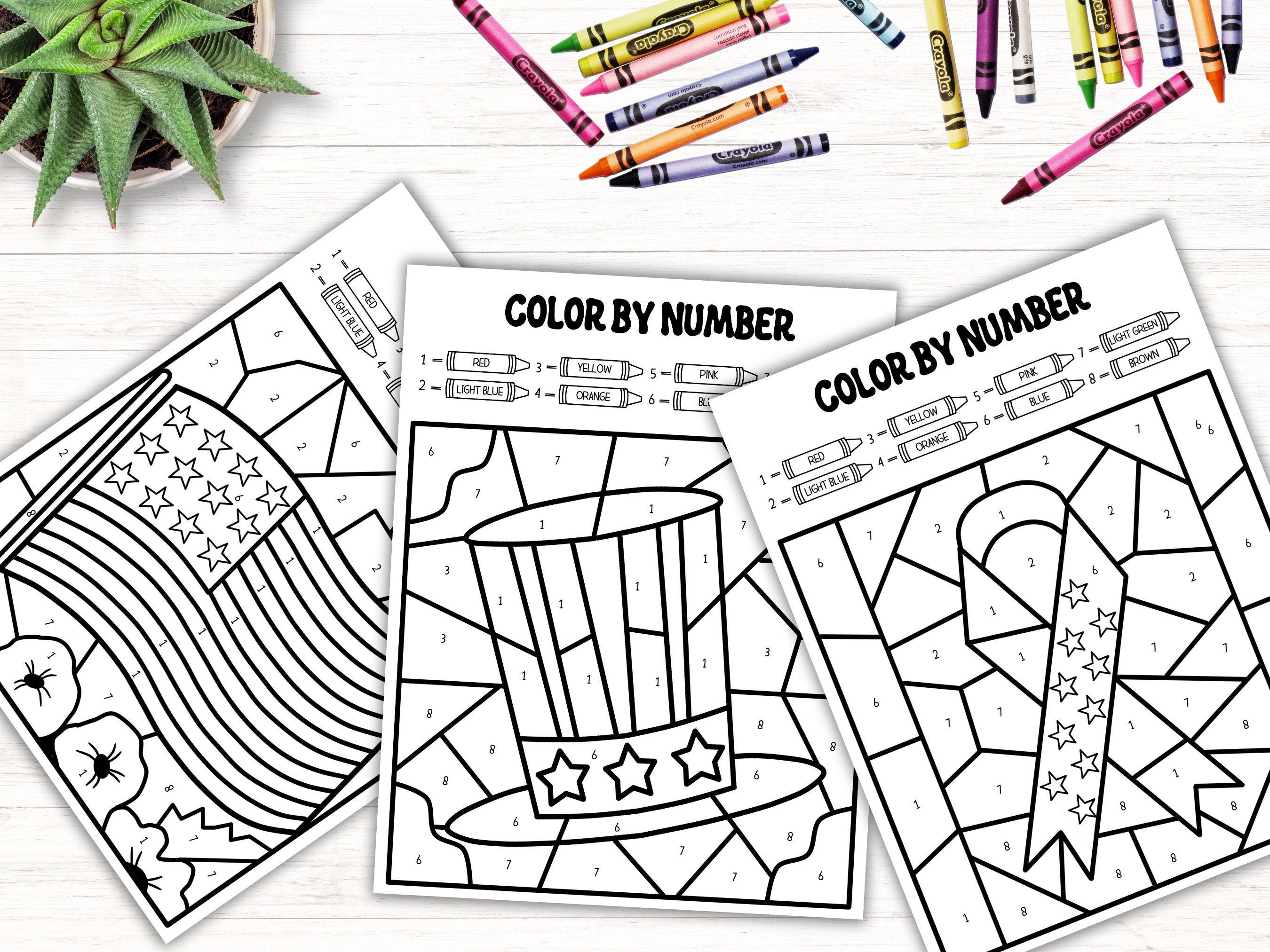 Memorial Day Color-by-number Coloring Page for Kids, Independence Day ...