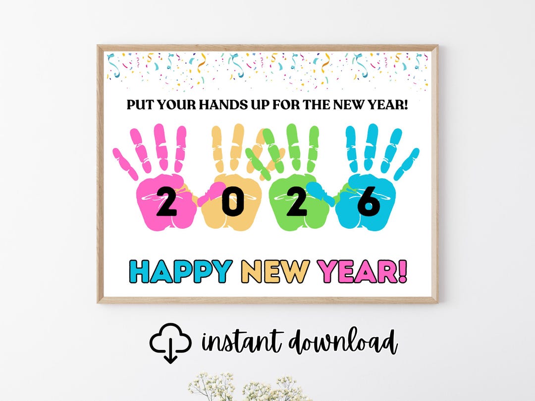 Happy New Years 2026 Handprint Footprint Art Craft, Printable Holiday ...