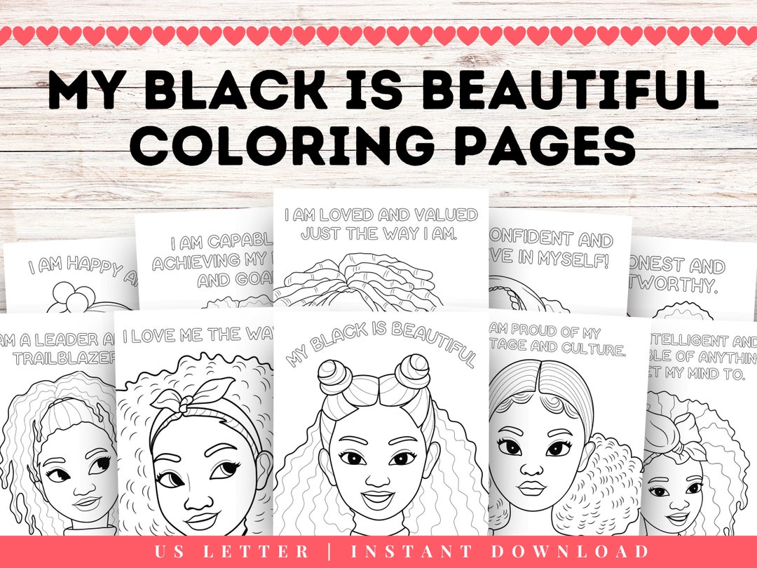 Black Girl Coloring Pages Positive Affirmation, My Black is Beautiful ...