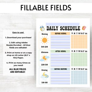 Home School Daily Routine Template Editable Homeschool - Etsy