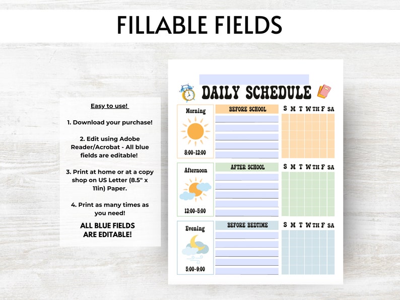 Home School Daily Routine Template Editable Homeschool - Etsy