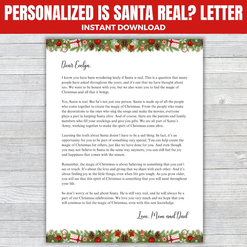 Letter Explaining Santa is Not Real - Etsy