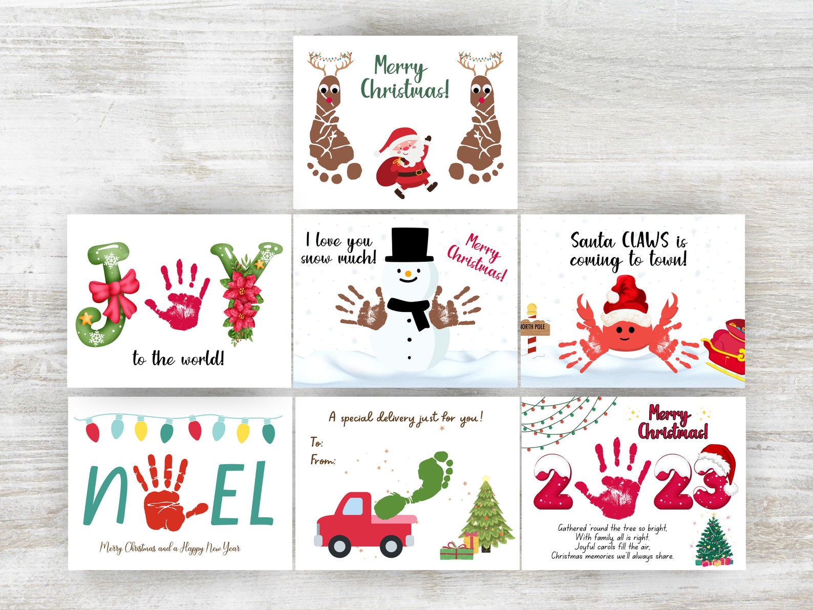 Christmas Handprint Footprint Art Craft Bundle, Holiday Handprint Art ...