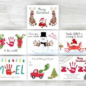 Christmas Handprint Footprint Art Craft Bundle, Holiday Handprint Art ...