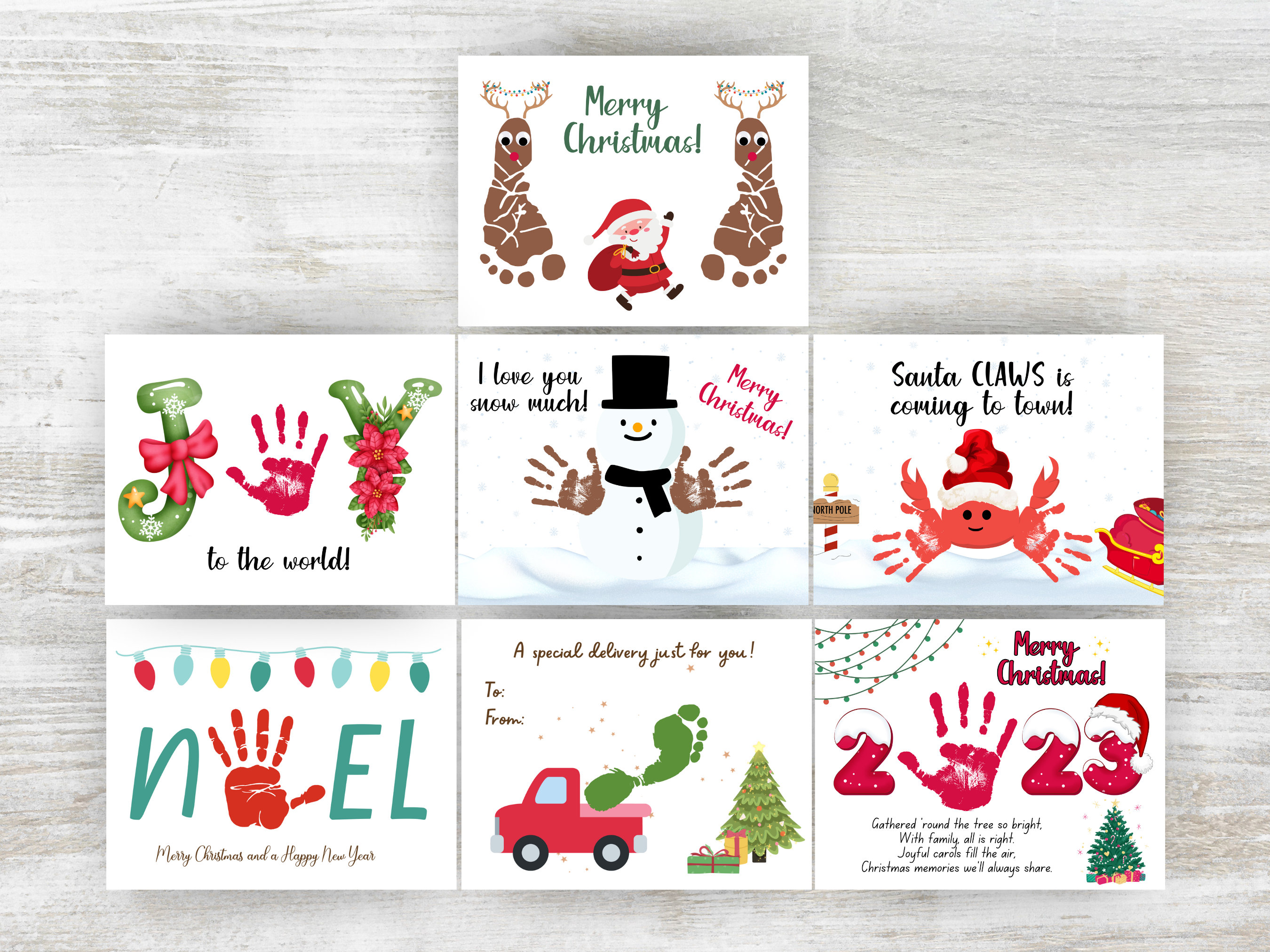 Christmas Handprint Footprint Art Craft Bundle, Holiday Handprint Art ...
