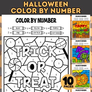 Halloween Color by Number, Halloween Coloring Pages, Halloween Activity ...