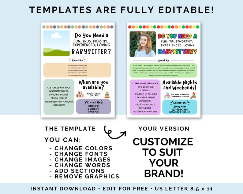 Editable Babysitting Flyer Template, in Home Daycare Flyer, Daycare ...