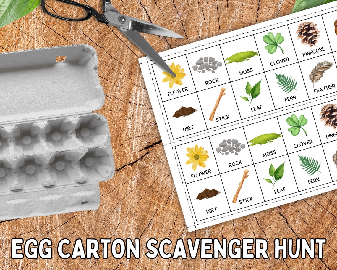 Egg Carton Scavenger Hunt Printable, Nature Scavenger Hunt for Kids ...