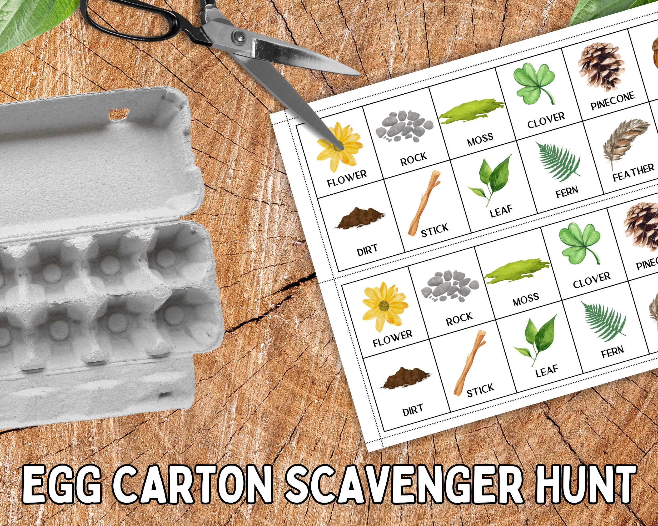 Egg Carton Scavenger Hunt Printable, Nature Scavenger Hunt for Kids ...