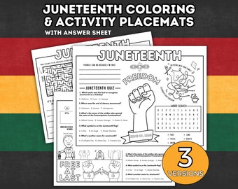 Juneteenth Coloring Page & Activity Placemat Sheet for Kids, Printable ...