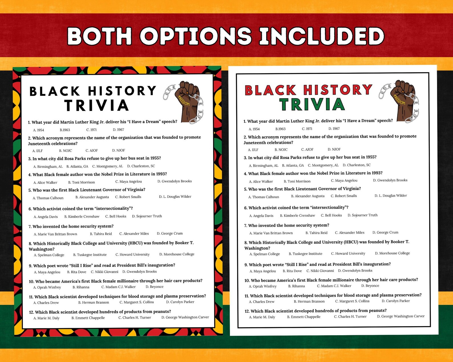 Black History Month Trivia, Printable Black History Month Games, Black ...