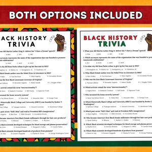 Black History Month Trivia, Printable Black History Month Games, Black ...