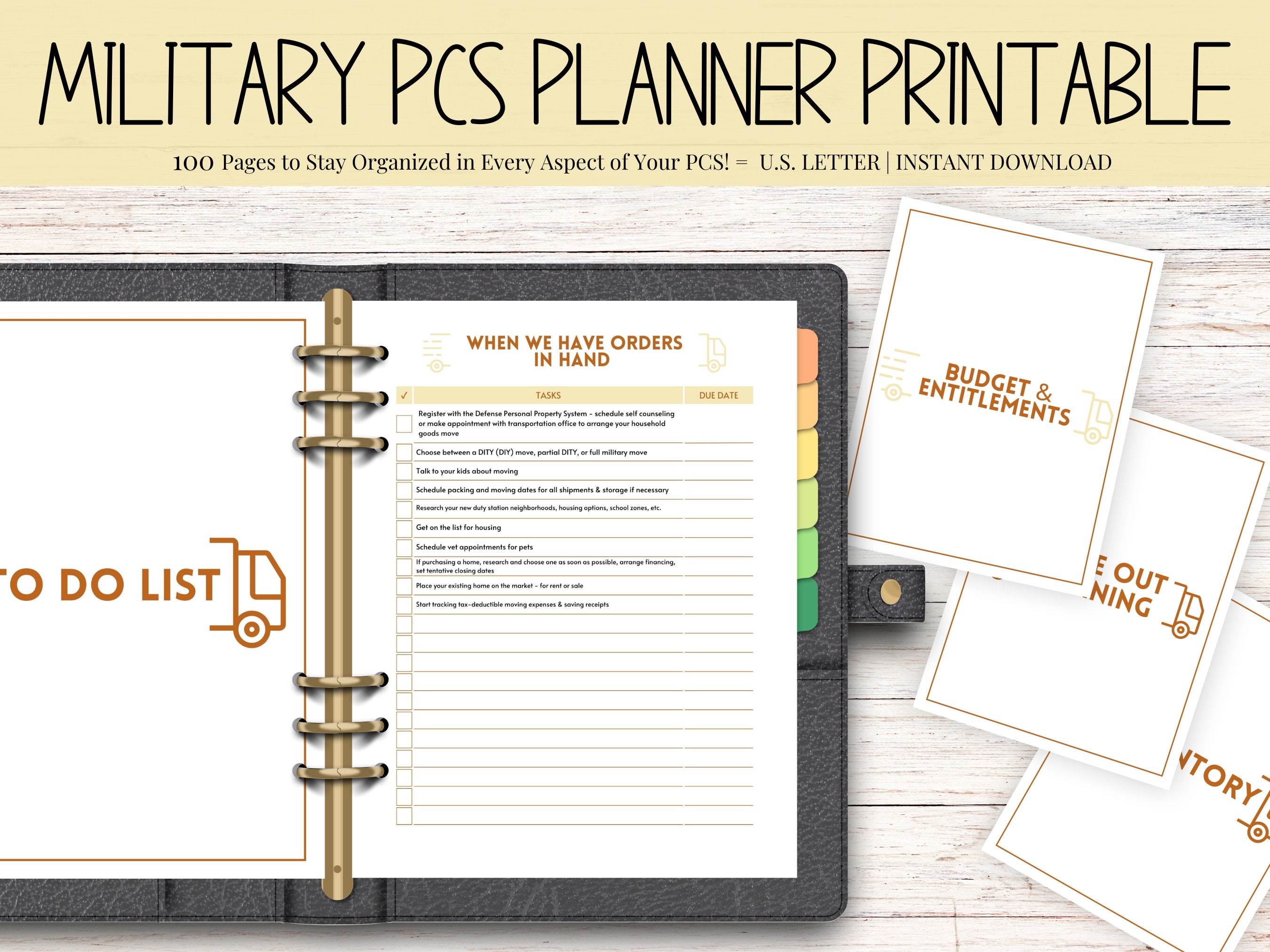 PCS Binder Printable PCS Checklist Moving Checklist, Moving Binder ...