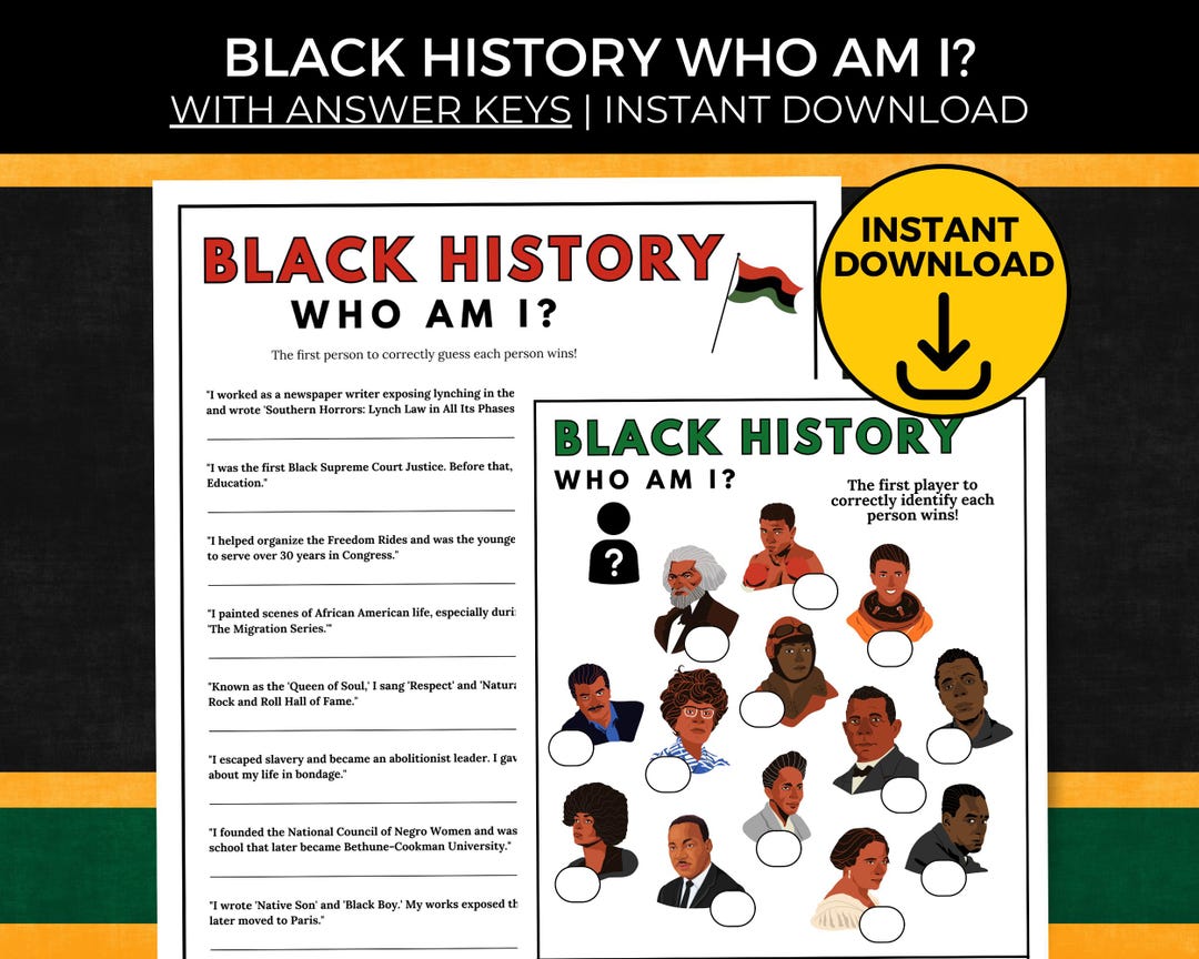 Guess Who Civil Rights Leaders Game, Printable Black History Month ...