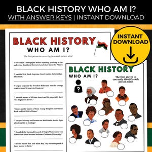 Guess Who Civil Rights Leaders Game, Printable Black History Month ...