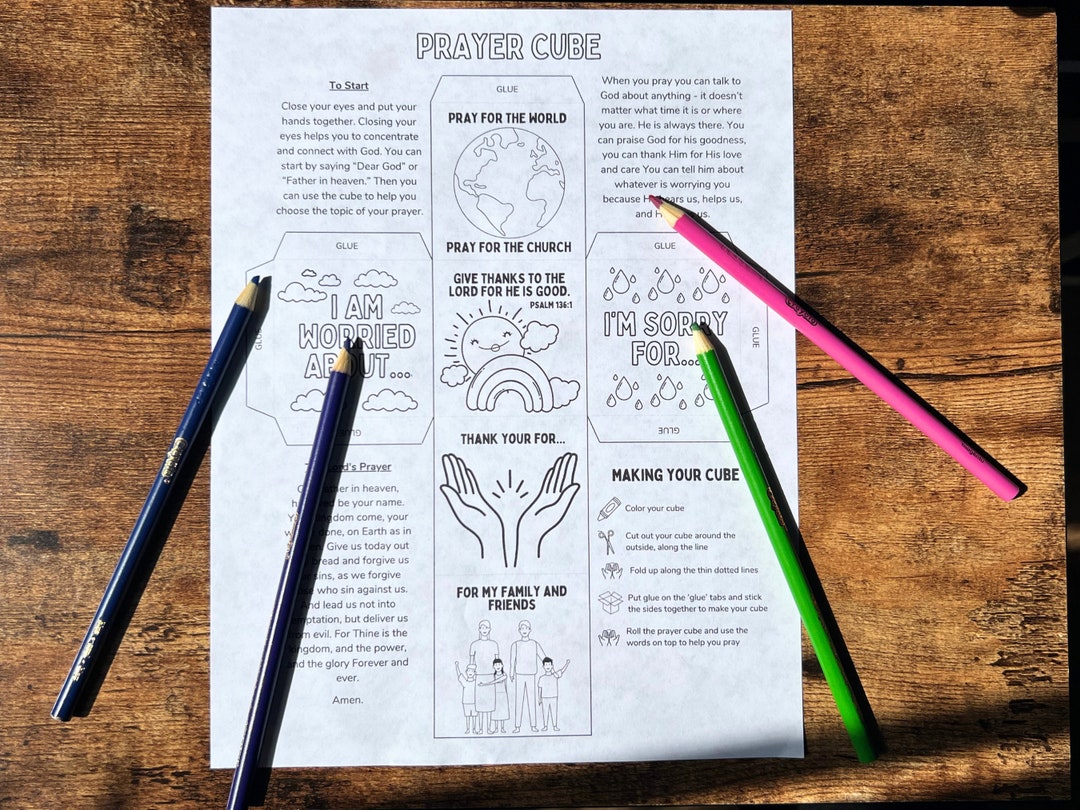 Sunday School Prayer Cube Printable Lord's Prayer Kids' Sunday School ...