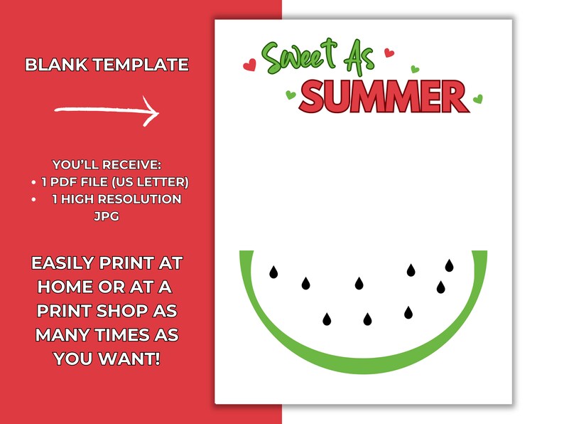 Watermelon Handprint Art, Printable Summer Handprint Craft for Kids ...