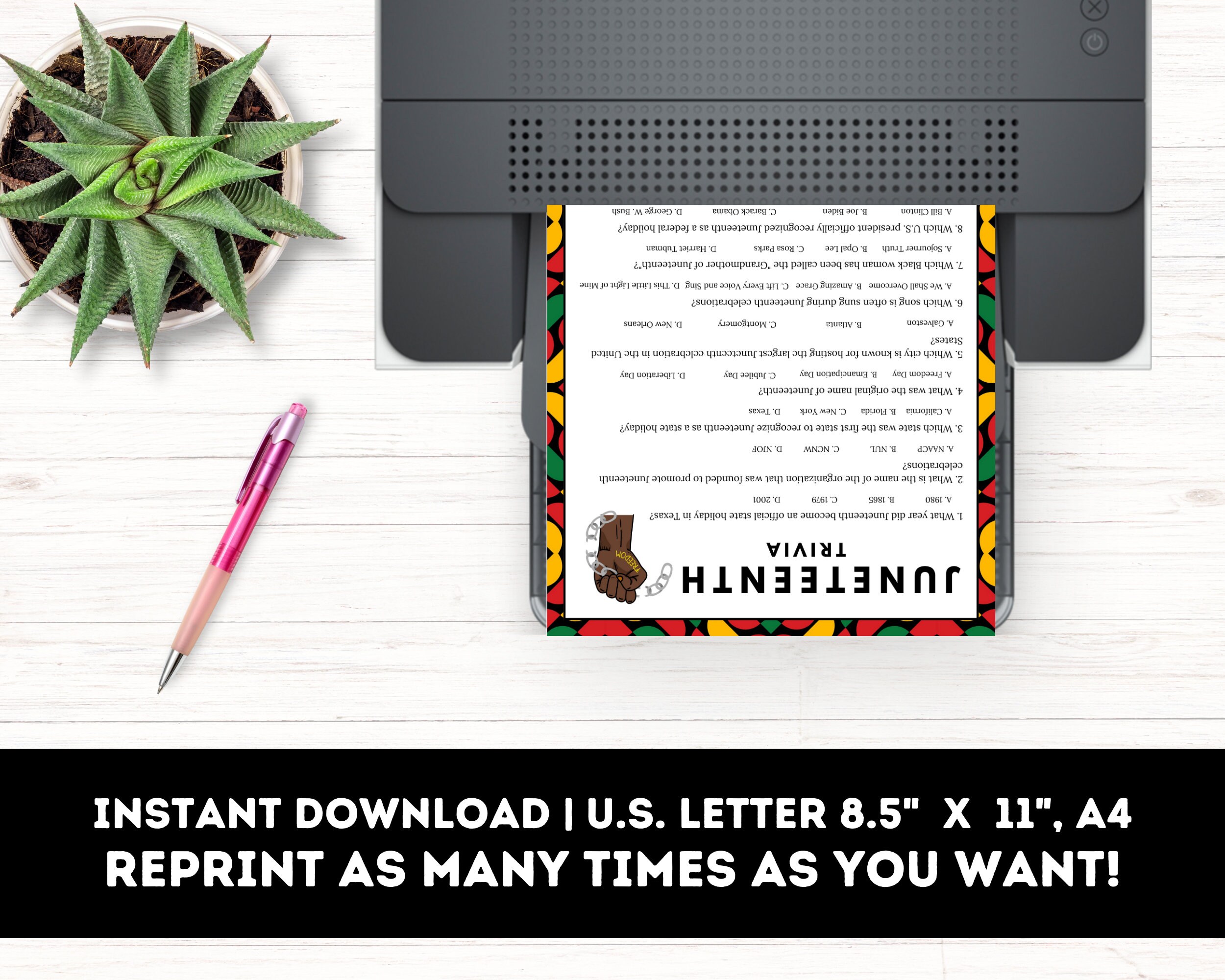 Printable Juneteenth Trivia, Juneteenth Activities, Freedom Day ...