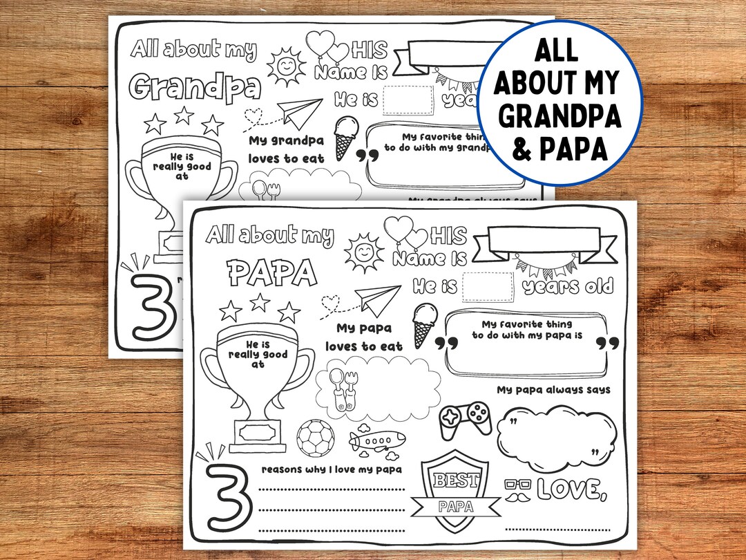 All About My Grandpa Interview, All About My Papa, Grandparents Day ...