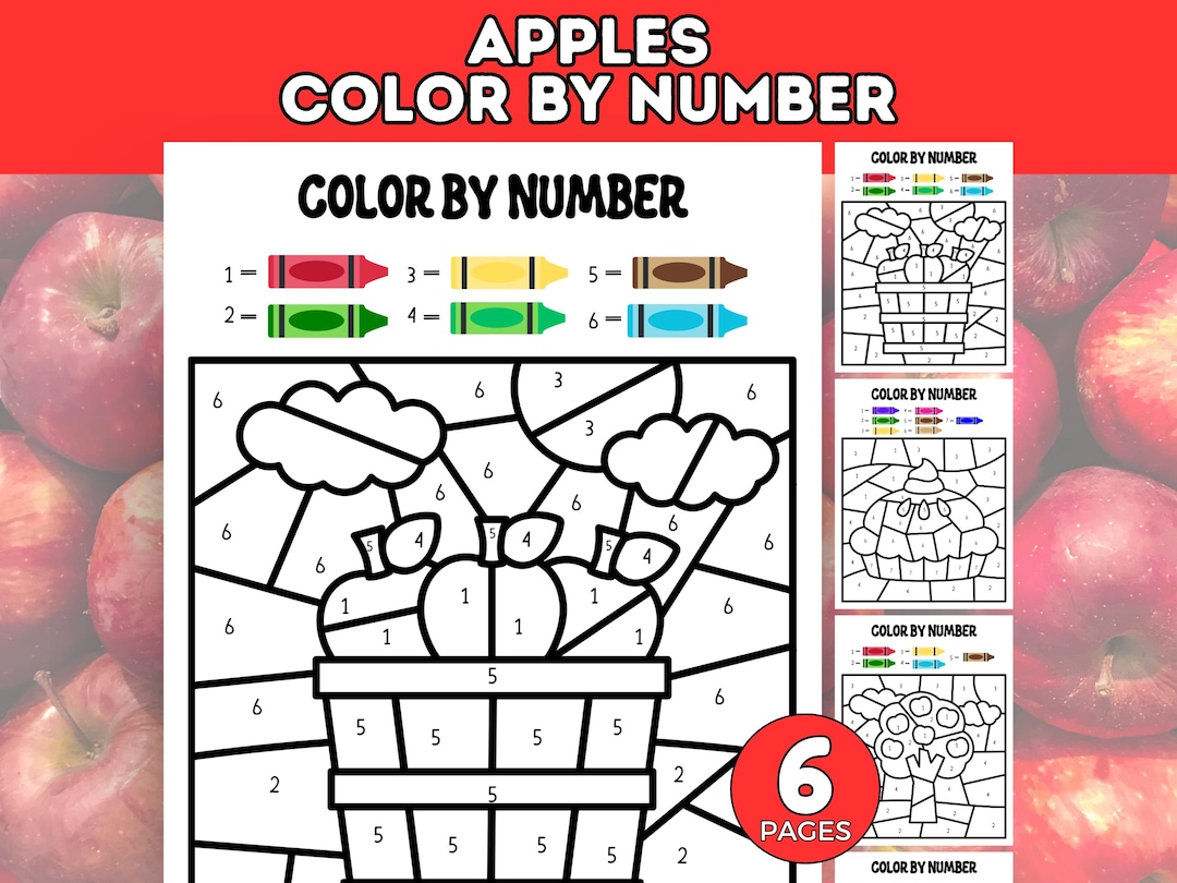 Apple Color by Number, Apple Craft Activity, Fall Craft for Kids ...