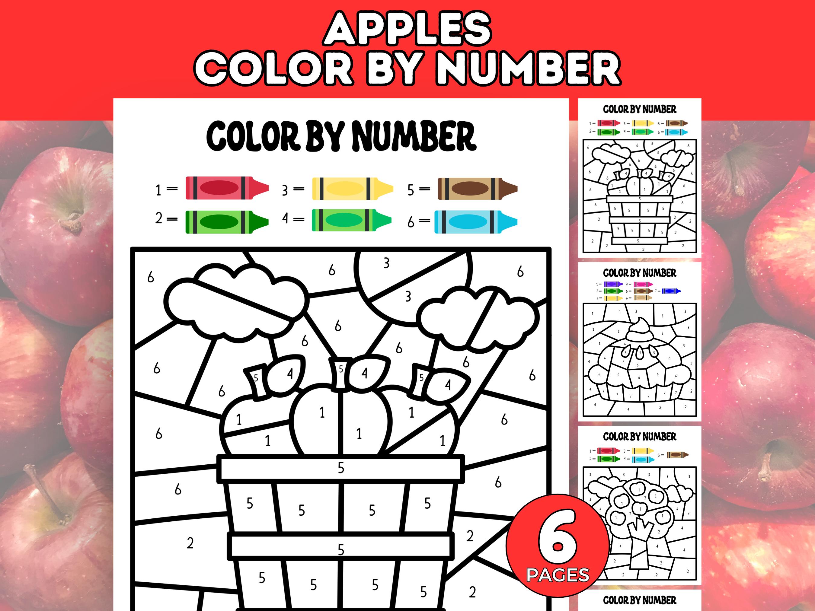 Apple Color by Number, Apple Craft Activity, Fall Craft for Kids ...
