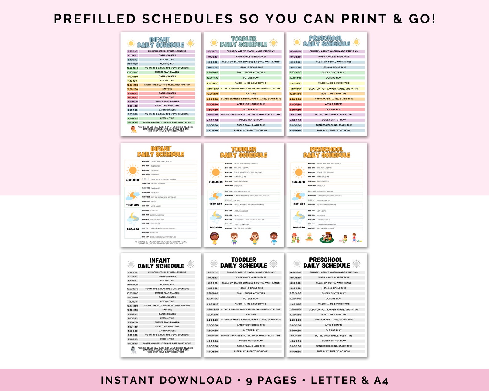 Daily Daycare Schedule, Editable Daycare Schedule Template, Toddler ...