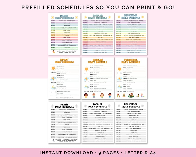 Daily Daycare Schedule, Editable Daycare Schedule Template, Toddler ...